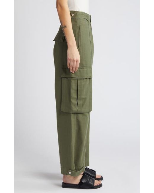 FRAME Wide Leg Cotton Cargo Pants in Green | Lyst