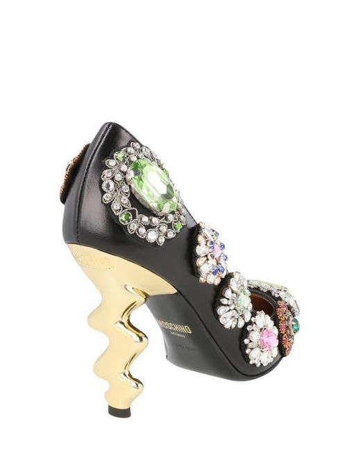 Moschino Bejeweled Mismatched Pump in White | Lyst