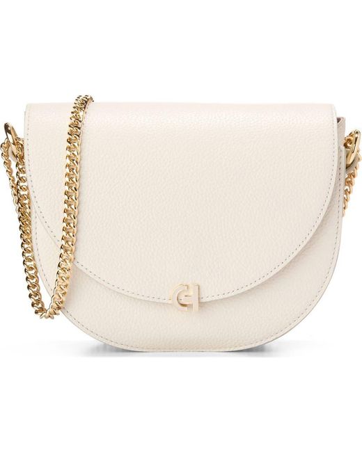 Cole Haan Evie Chain Saddle Crossbody Bag in Natural | Lyst
