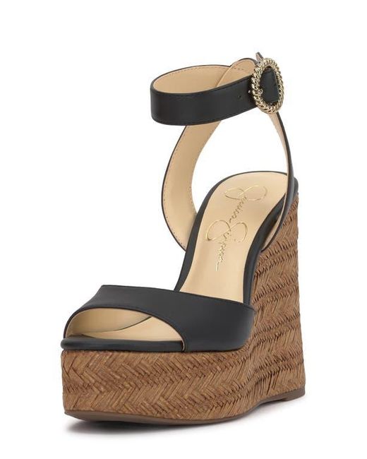 Jessica Simpson Kamindi Platform Wedge Sandal in Black | Lyst