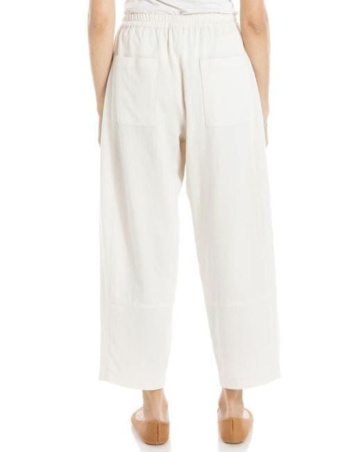 Max Studio Piqué Ankle Barrel Leg Pants in White | Lyst