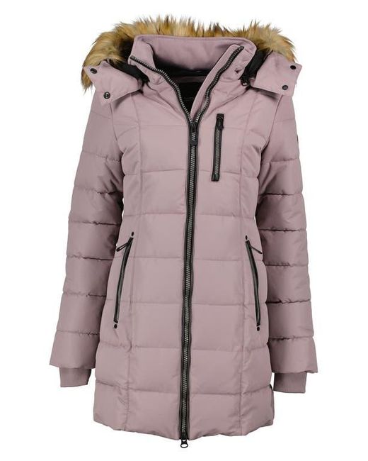 Noize Hannah Faux Fur Trim Hooded Parka in Brown | Lyst