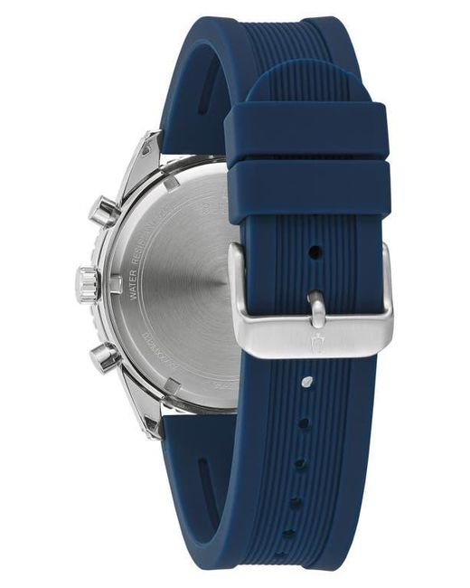 Bulova Chronograph Quartz Silicone Strap Watch, 43Mm in Blue for Men | Lyst