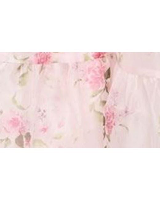 Blu Pepper Flutter Sleeve Floral Midi Dress in Pink | Lyst