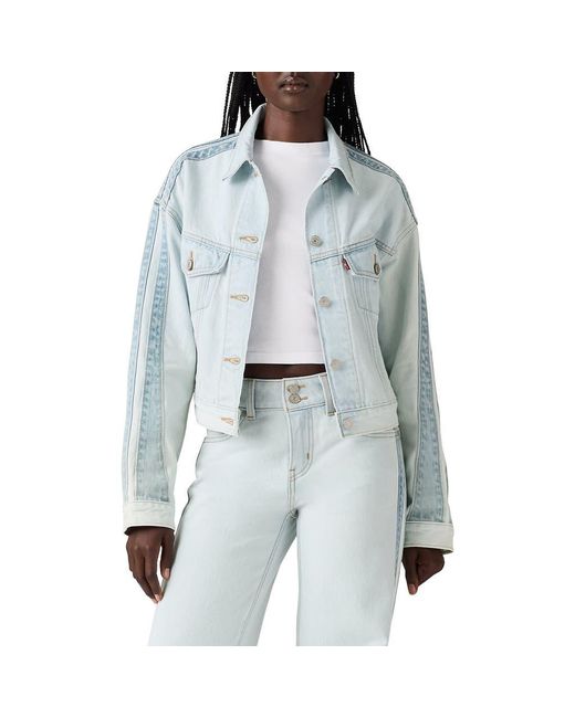 Levi's Shrunken '90S Stripe Denim Trucker Jacket in Blue | Lyst