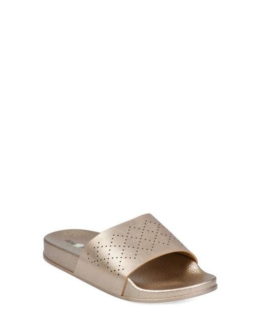 GAAHUU Perforated Slide Sandal in Metallic | Lyst