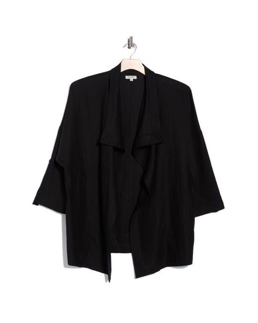 Max Studio Draped Collar Linen Blend Jacket in Black | Lyst
