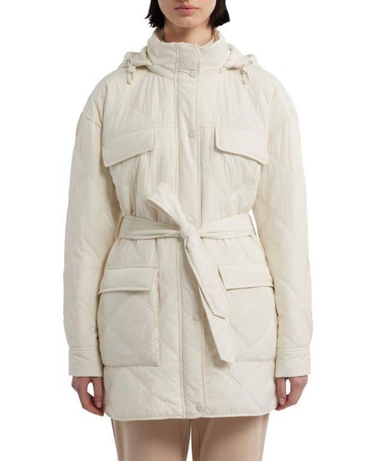 HUNTER Belted Packable Quilted Jacket in White | Lyst