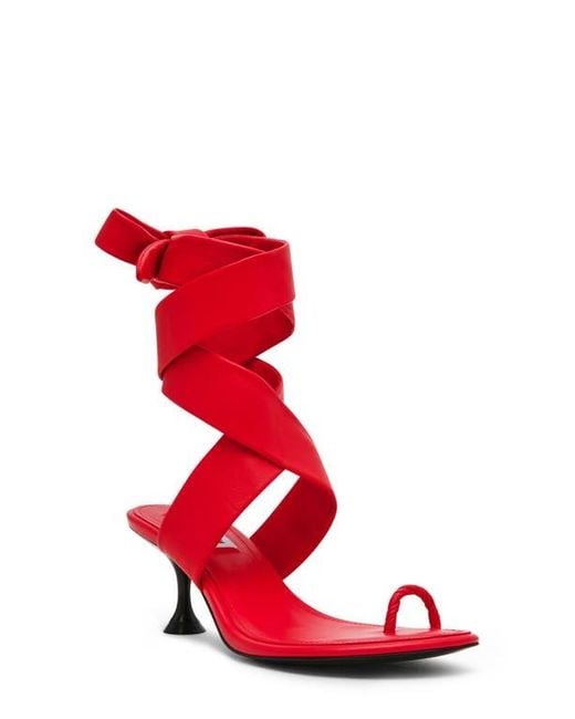 Steve Madden Symone Ankle Wrap Sandal in Red | Lyst