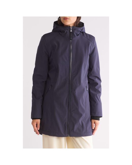 Calvin Klein Flextech Faux Shearling Lined Hooded Jacket in Blue | Lyst