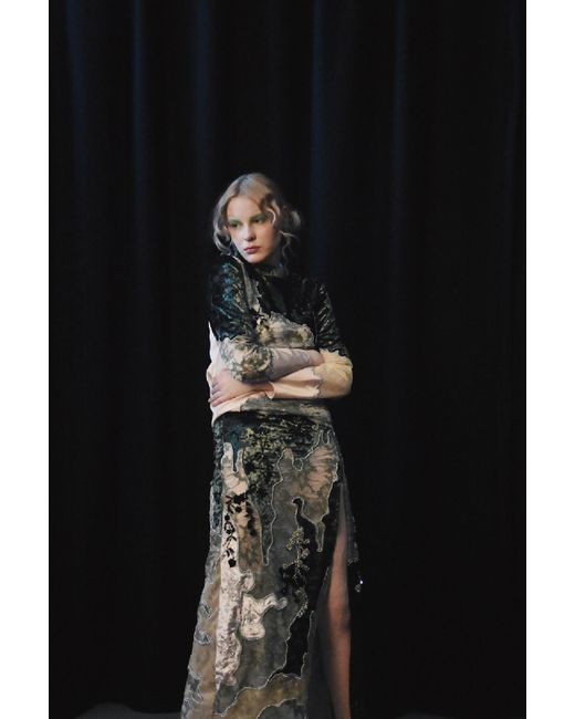 SeLah Cheng Lace Patchwork Skirt in Black | Lyst