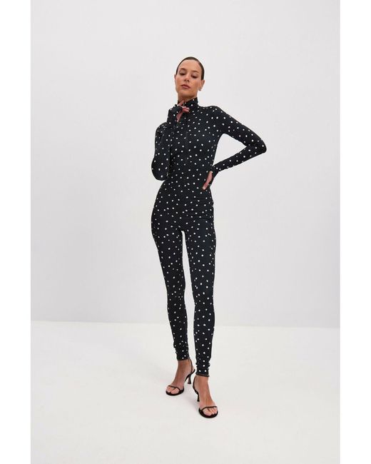 Monosuit Dots Black High Neck Suit in White | Lyst