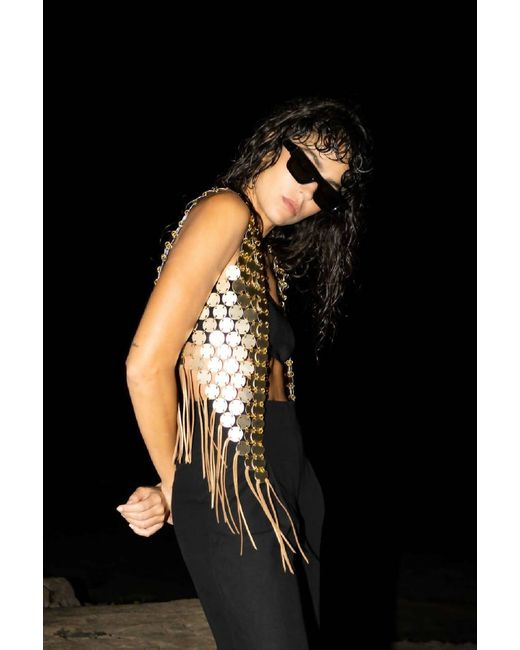 Isabel Moore Neve Vest Gold in Black | Lyst