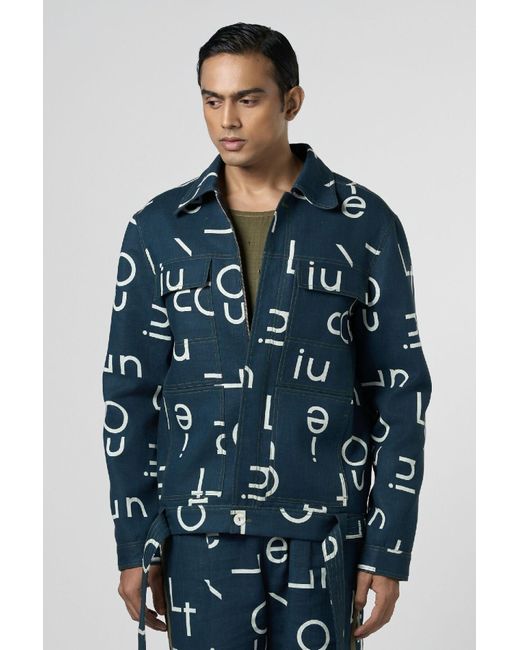 Line Outline Signature Bomber Jacket in Blue | Lyst