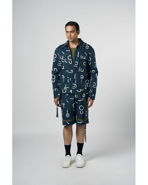 Line Outline Signature Bomber Jacket in Blue | Lyst