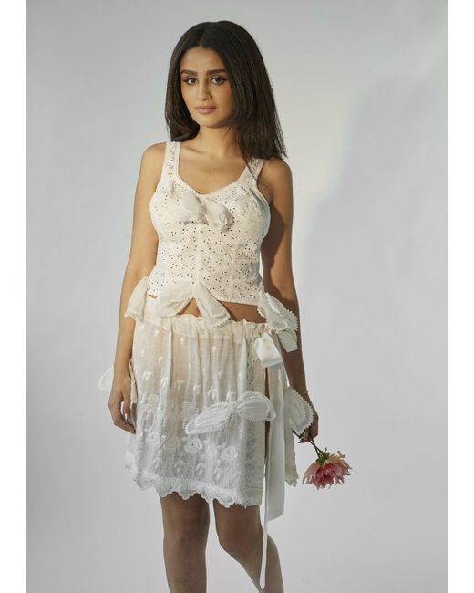 Sydney Pimbley Ltd. Organza Bow Skirt in White | Lyst