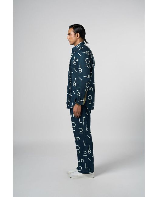 Line Outline Signature Print Pajama Pants in Blue | Lyst