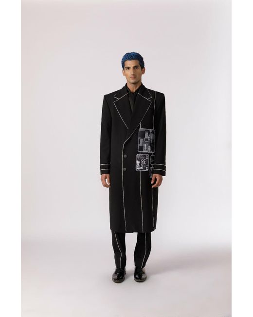 Line Outline Streamlined Patchwork Trench in Black | Lyst