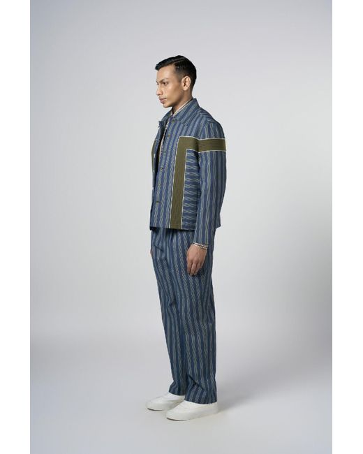 Line Outline Structure Striped Denim Jacket in Blue | Lyst