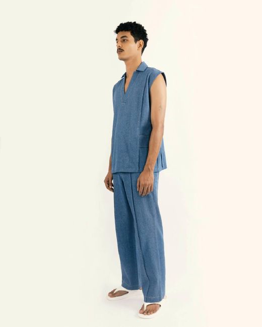OSHIN Open Collar Vest in Blue | Lyst