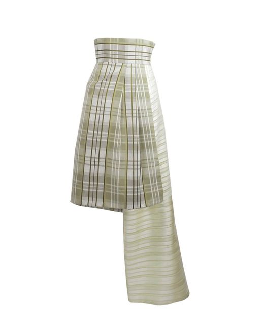 Zaff Ben Jibby Plaid Skants With Sheer Gold Details in White | Lyst