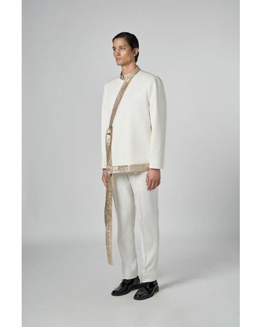 Line Outline Gold Pitta Wrap Jacket in White | Lyst