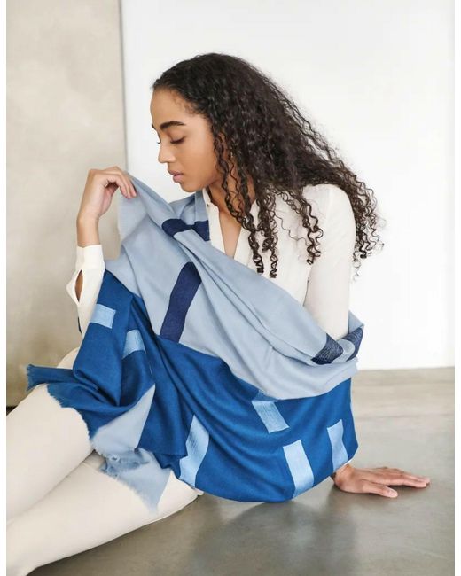 Variously Harbon Merino Silk Scarf in Blue | Lyst