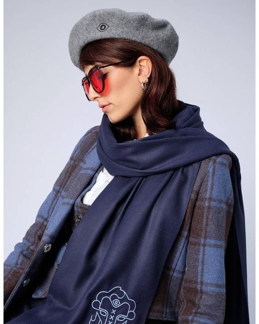 StillSveta Grey Beret With Eye Design in Blue | Lyst