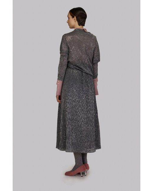 Julia Allert Brand Silver Glitter Set - Pleated Skirt And Drape Top in Gray | Lyst