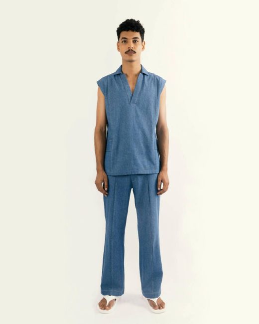 OSHIN Open Collar Vest in Blue | Lyst