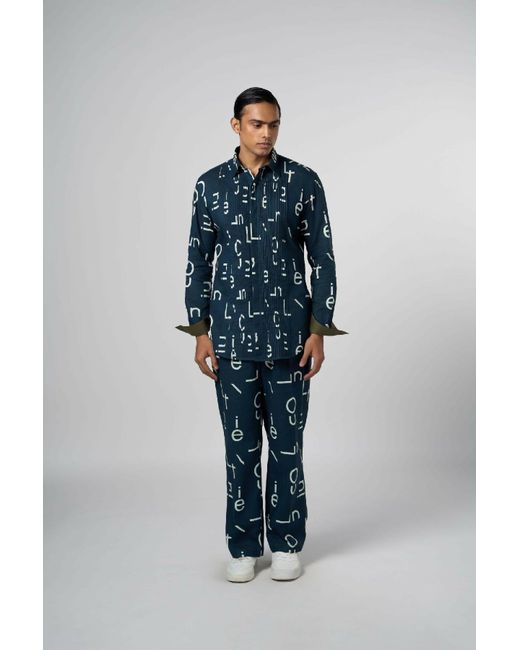 Line Outline Signature Print Pajama Pants in Blue | Lyst