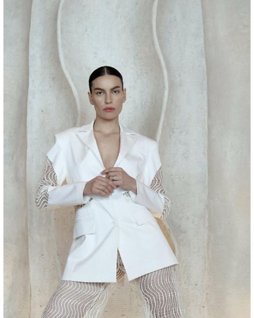Maet Studio Vale White Blazer | Lyst