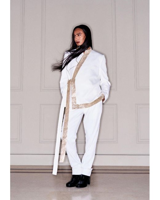 Line Outline Gold Pitta Wrap Jacket in White | Lyst