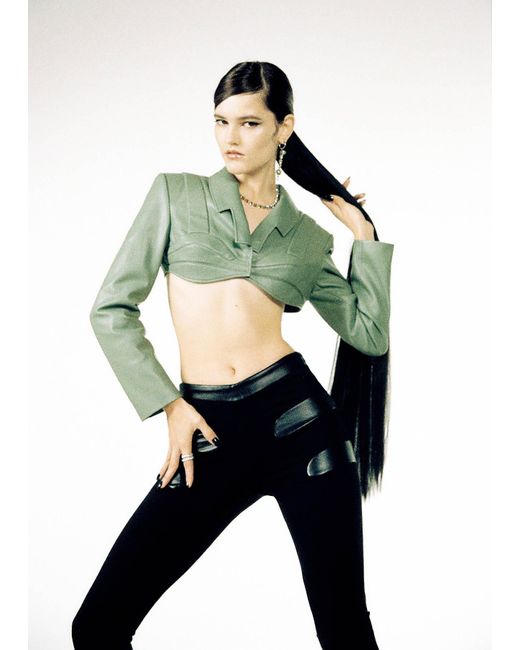 MARDO._ V-leather Blazer Dress in Green | Lyst