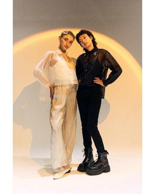 Chenchen Studio French Ribbon Organza Blouse in Black | Lyst