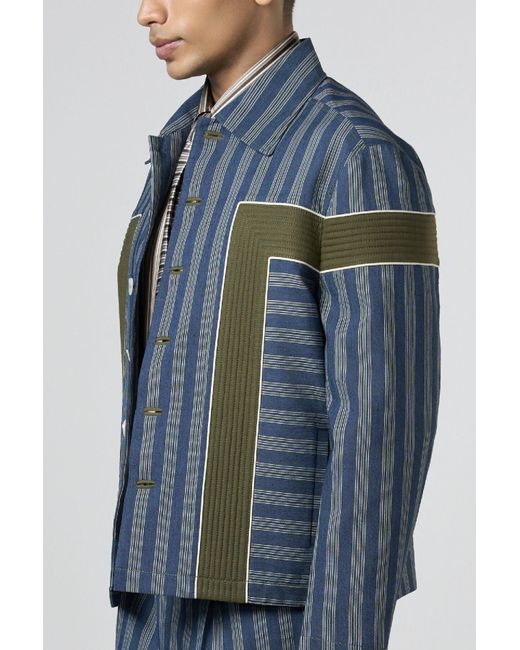 Line Outline Structure Striped Denim Jacket in Blue | Lyst