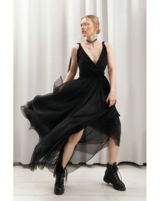 Studio ANNA LED Chiffon Black Dress | Lyst