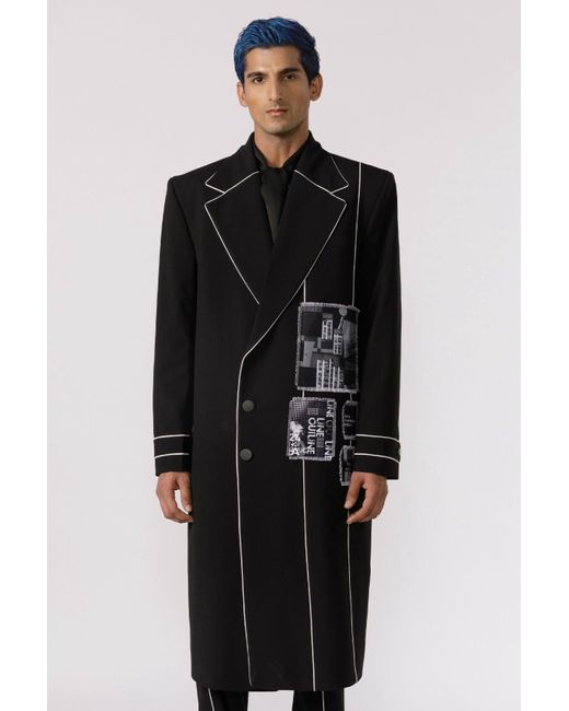 Line Outline Streamlined Patchwork Trench in Black | Lyst