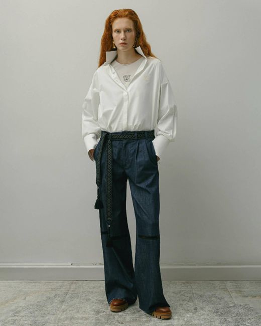 Studio ANNA LED Shirt With Iris Embroidery in Gray | Lyst