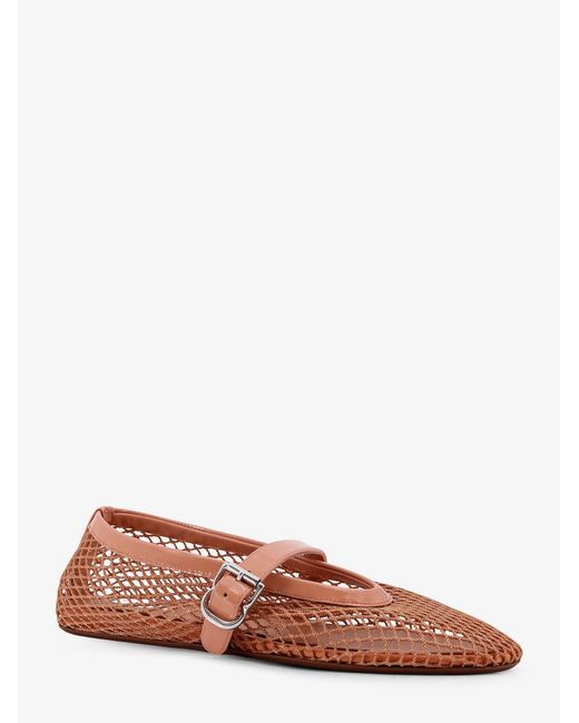 Alaïa Fishnet Ballet Flats With Leather Profiles in Pink | Lyst UK