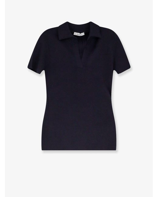 Max Mara Albero Virgin Wool Polo Shirt in Blue | Lyst UK