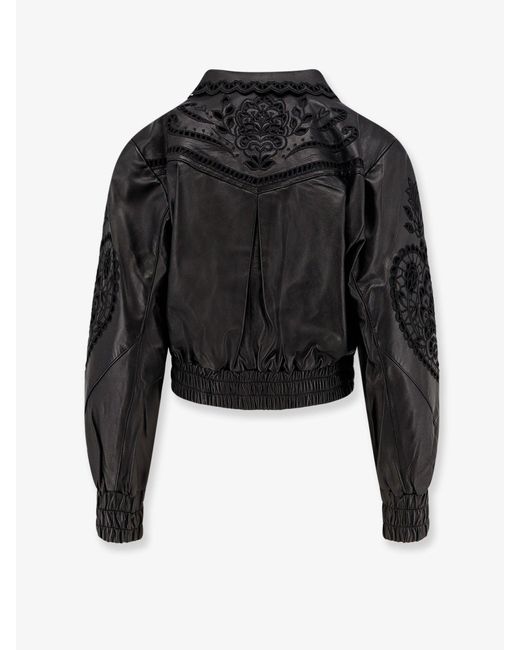 FARM Rio Richilieu Heart Leather Jacket in Black | Lyst