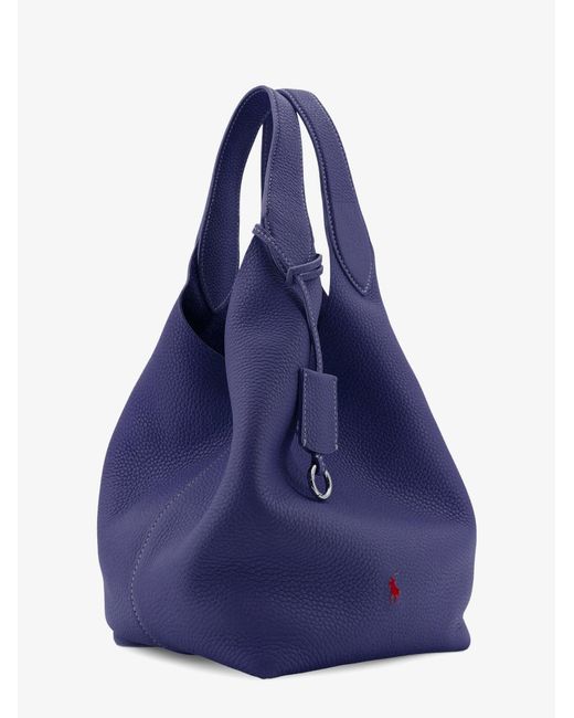 Polo Ralph Lauren Leather Shoulder Bag With Engraved Logo in Blue | Lyst