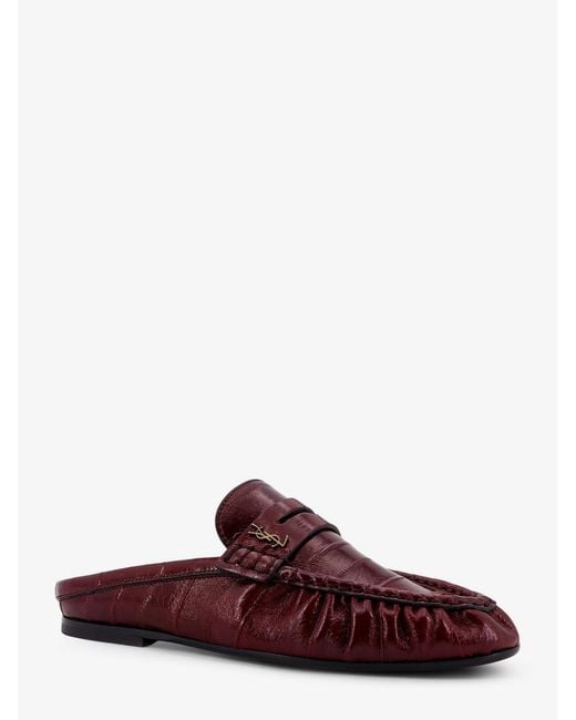 Saint Laurent Le Loafer Eel Leather Mule in Red | Lyst