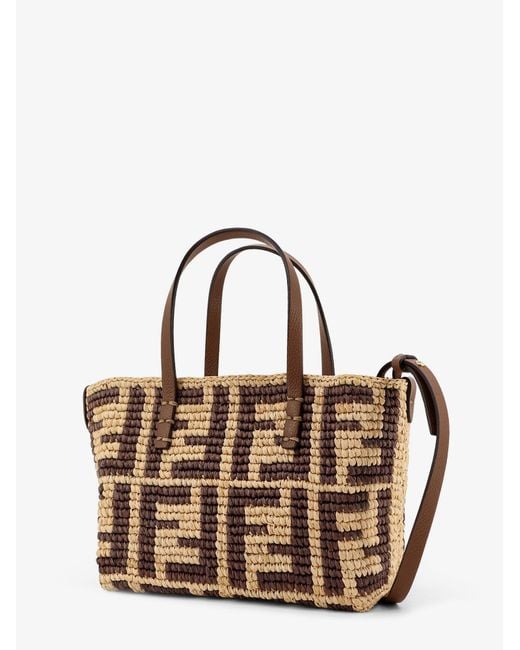 Fendi Raffia Mini Roll Shoulder Bag in Metallic | Lyst