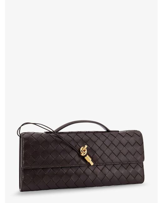 Bottega Veneta Andiamo Leather Clutch With Intrecciato Motif in White ...