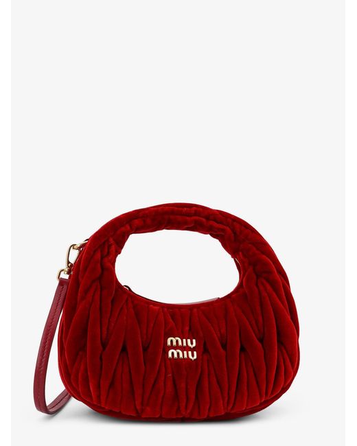 Miu Miu Wander Matelassé Velvet Mini Crossbody Bag in Red | Lyst