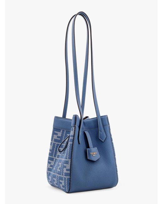Fendi Origami Mini Leather And Denim-Effect Ff Jacquard Transformable Mini-Bag in Blue | Lyst