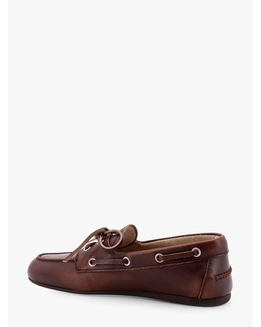 Miu Miu Leather Loafers With Lettering Logo in Brown | Lyst UK