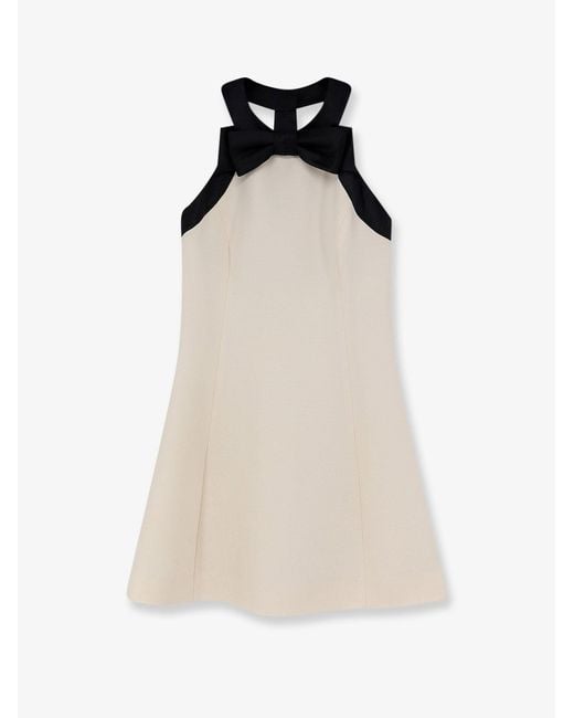 Valentino Mini Dress With Bow Detail in Natural | Lyst UK